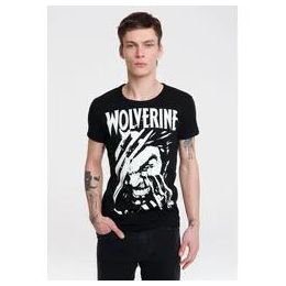 T-Shirt logoshirt "Wolverine", Damen, Gr. M, schwarz-wei&szlig; (schwarz, wei&szlig;), 100% Baumwolle, bedruckt, mehrfarbig, normal, Rundhals, Shirts T-Shirt, mit Marvel-Print