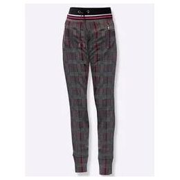 Jogger Pants Inspirationen, Damen, Gr. 25, Kurzgr&ouml;&szlig;en, rot (steingrau, rot, kariert), 85% Polyester, 12% Viskose, 3% Elasthan, gemustert, mehrfarbig, lang, Hosen