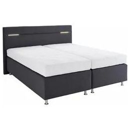 Boxspringbett, grau (strukturstoff anthrazit), mit LED-Beleuchtung, Liegefl&auml;che B/L: 180cm x 200cm, H3, 5-Zonen-Tonnentaschen-Federkernmatratze, Bezug Unterbox und Kopfteil: Strukturstoff (77% Polyester und 23% Viskose);Bezug Obermatratze 100% Polyester, waschbar bis 60C, Westfalia Schlafkomfort, Komplettbetten, Boxspringbett, wahlweise mit LED-Beleuchtung