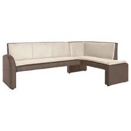 Eckbank exxpo - SOFA FASHION "Cortado, elegant und modern mit hohem Sitzkomfort", braun (braun, creme), B:157cm H:89cm T:244cm, Sitzb&auml;nke, Eckbank, hohe Bodenfreiheit, sch&ouml;ne Detailverarbeitung, wahlweise Lederbezug