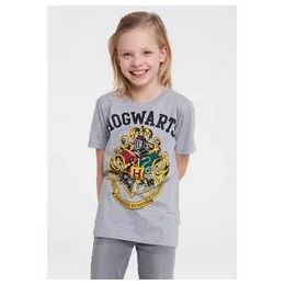 T-Shirt logoshirt "Hogwarts", M&auml;dchen, Gr. 116, grau (grau, meliert), 100% Baumwolle, bedruckt, meliert, normal, Rundhals, Shirts T-Shirt, mit l&auml;ssigem Frontprint