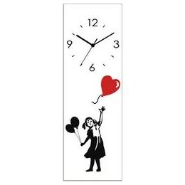 Wanduhr Artland "Glasuhr Silhouette M&auml;dchen Ballon Herz", schwarz, B:20cm H:60cm T:1,8cm, Wanduhren, Wanduhr, wahlweise mit Quarz- oder Funkuhrwerk, lautlos ohne Tickger&auml;usche