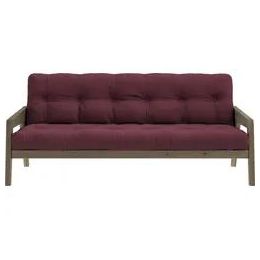Schlafsofa KARUP DESIGN, rot (bordeaux), B:204cm H:40cm T:90cm, 80% Baumwolle + 20% polyester, Sofas, Schlafsofa, Mit Holzstruktur, inkl. Futonmatratze, Liegefl&auml;che 130x190 cm