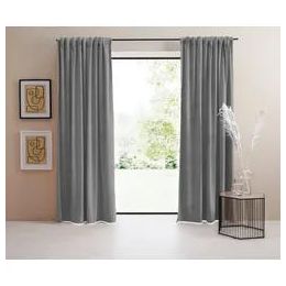 Vorhang "Samt Ladina" Gr. 4, grau, B:140cm H:245cm, Polyester, Polyester, LeGer Home by Lena Gercke, Gardinen, blickdicht, gewebt, verschiedene Gr&ouml;&szlig;en, Bestseller