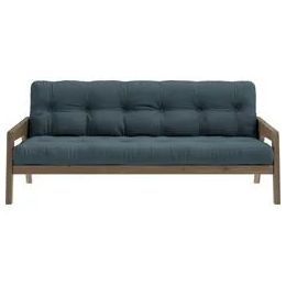 Schlafsofa KARUP DESIGN, blau (petrolblau), B:204cm H:40cm T:90cm, 80% Baumwolle + 20% polyester, Sofas, Schlafsofa, Mit Holzstruktur, inkl. Futonmatratze, Liegefl&auml;che 130x190 cm