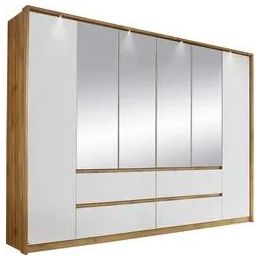 Dreht&uuml;renschrank Rauch "Mainz mit Spiegel und Passepartout", wei&szlig; (eiche artisan, alpinwei&szlig;), B:275cm H:212cm T:58cm, Holzwerkstoff, Schr&auml;nke, Dreht&uuml;renschrank, optional mit Beleuchtung, Au&szlig;ent&uuml;ren mit Push-to-Open Funktion