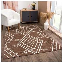 Teppich Carpet City "April 2291", braun, B:200cm H:10mm L:290cm, Polyester, Teppiche, Teppich, L&auml;ufer, weich durch Microfaser, Boho Ethno Look, Wohnzimmer