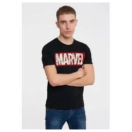 T-Shirt logoshirt "Marvel Comic Block Logo", Herren, Gr. 5XL, schwarz, 100% Baumwolle, unifarben, normal, Rundhals, Shirts T-Shirt, mit coolem Print