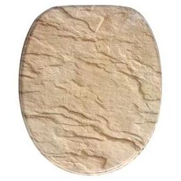 WC-Sitz Sanilo "Sand Stone", braun (braun, beige), B:37,5cm L:47cm, MDF - Mitteldichte Holzfaserplatte, WC-Sitze, mit Absenkautomatik