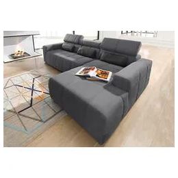 Ecksofa DOMO collection "Brandon gro&szlig;e Ausf&uuml;hrung B/T/H: 289/177/80 cm, auch in Leder und Cord", grau (dunkelgrau), B:289cm H:80cm T:175cm, Luxus-Microfaser in Antikleder-Optik (100% Polyester);Luxus-Microfaser (100% Polyester);Kunstleder SOFTLUX, Sofas, Ecksofa, mit Kopfteilverstellung, wahlweise Sitztiefenverstellung, L-Form