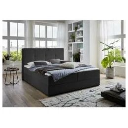 Boxbett "Lucy", grau (anthrazit), B:165cm L:214cm, Bezug Bettbox und Obermatratze: Strukturstoff (90% Polyester, 10% Nylon);Topper: Jersey (100% Polyester), ATLANTIC HOME COLLECTION, Komplettbetten, Boxspringbett, mit Bettkasten