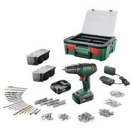 Akku-Bohrschrauber Bosch HOME & GARDEN "Power for ALL 18V Akku-System &raquo;UniversalDrill 18V&laquo;", gr&uuml;n, Bohrmaschinen, Inkl. 2xAkkus 18V/1,5 Ah, Ladeger&auml;t, Systembox und viel Zubeh&ouml;r