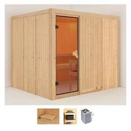 Sauna Karibu "Gitte", beige (naturbelassen), Saunaofen, integrierte Steuerung, 9 kW, Saunen, Ofen 9 kW integr. Strg