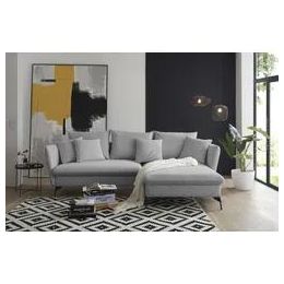 Ecksofa OTTO HOME "LIVORNO,258 cm, L-Form", grau, B:258cm H:91cm, 100% Polyester;PU-Schaum und Nosag-Federung.;Federung Ottoman : 12 x Feder Type B 1650mm;Ferderung 2 Sitzer: 10 x Feder Type B 650 mm;Sitz und Funktion: Schaum T30/40 8 cm., Sofas, Ecksofa, Schlaffunktion u. Bettkasten (139/224cm), Samt, Struktur, Webstoff