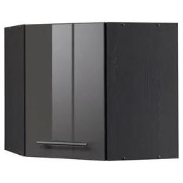Eckh&auml;ngeschrank KOCHSTATION "KS-Wien", grau (grau hochglanz), B:60cm H:57cm T:60cm, Holzwerkstoff, MDF, Schr&auml;nke, Eckh&auml;ngeschrank, Breite 60x60