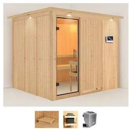 Sauna Karibu "Gitte", beige (naturbelassen), Saunaofen, externe Steuerung, 9 kW, Saunen, Ofen 9 KW externe Strg easy