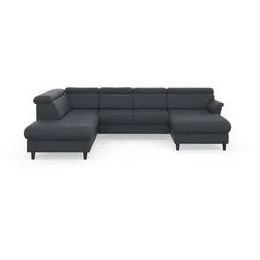 Sit & More Wohnlandschaft SIT & MORE "Marano U-Form", grau (dunkelgrau), B:304cm T:216cm, 98% Polyester, 2% Polyamid, Sofas, Wohnlandschaft, inklusive Kopfteilverstellung, wahlweise mit Bettfunktion, Bettkasten