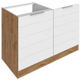 Sp&uuml;lenschrank KOCHSTATION "KS-Luhe", wei&szlig; (wei&szlig; matt, wotaneiche), B:120cm H:82cm T:60cm, MDF, Schr&auml;nke, Sp&uuml;lenschrank, 120 cm breit, hochwertige MDF-Fronten mit waagerechter Lisene