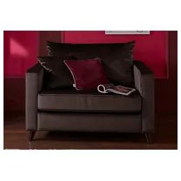 Sessel Home Affaire "Renesse", braun (espresso), B:92cm H:74cm T:90cm, Luxus-Microfaser ALTARA NUBUCK (100% Polyester);Samtvelours 100% Polyester, Sessel, Sessel, lose Kissen, Keder an Sitzkissen