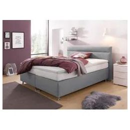 Boxspringbett, grau (strukturstoff grau), ohne LED-Beleuchtung, Liegefl&auml;che B/L: 90cm x 200cm, H2 + H2, Bonnell-Federkernmatratze, Bezug Unterbox und Kopfteil: Strukturstoff (77% Polyester und 23% Viskose);Bezug Obermatratze 100% Polyester, waschbar bis 60C, Westfalia Schlafkomfort, Komplettbetten, Boxspringbett, wahlweise mit LED-Beleuchtung