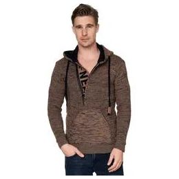 Kapuzensweatshirt Rusty Neal, Herren, Gr. L, braun (braun, blau), 70% Polyacryl, 30% Baumwolle, mehrfarbig, normal, ohne Ausschnitt, Sweatshirts, mit stylischem Ausschnitt