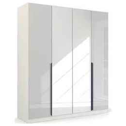 Dreht&uuml;renschrank Rauch "Kleiderschrank Schrank Garderobe Ankleide MODERN BY QUADRA SPIN", wei&szlig; (alpinwei&szlig;, glas kristallwei&szlig;), B:181cm H:210cm T:54cm, Holzwerkstoff, Schr&auml;nke, Dreht&uuml;renschrank, mit Spiegel und hochwertiger Glasfront, Stangengriff MADE IN GERMANY