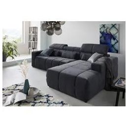 Ecksofa DOMO collection "Brandon gro&szlig;e Ausf&uuml;hrung B/T/H: 289/177/80 cm, auch in Leder und Cord", blau (dunkelblau), B:289cm H:80cm T:175cm, Luxus-Microfaser in Antikleder-Optik (100% Polyester);Luxus-Microfaser (100% Polyester);Kunstleder SOFTLUX, Sofas, Ecksofa, mit Kopfteilverstellung, wahlweise Sitztiefenverstellung, L-Form