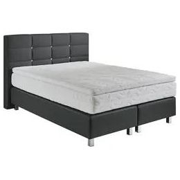 Boxspringbett, grau (anthrazit), B:155cm L:210cm, Bezug: Kunstleder, Polyurethan;Polsterung: 100% Polyester, Westfalia Schlafkomfort, Komplettbetten, Boxspringbett, mit Kn&ouml;pfen in Kristalloptik, wahlweise mit Topper