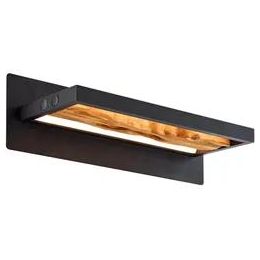 Brilliant LED Wandleuchte "Chaumont", schwarz (schwarz, holz), H: 15,1cm, Leuchten, Breite 35 cm, 930 lm, Aluminium/Metall/Holz, schwarz/holz, LED Wandleuchte