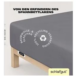 Spannbettlaken Schlafgut "EASY Jersey Elasthan Boxspring", grau (grau mid), 1 Stk., Jersey, 140-160x200-220 40cm, Jersey, Obermaterial: 95% Baumwolle, 5% Elasthan, Bettlaken, Spannbettlaken, MADE IN GREEN by OEKO-TEX