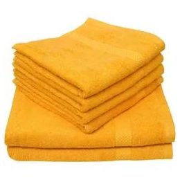 Handtuch Set Dyckhoff "Planet", orange (mango), 6 Stk., Frottier, Frottier, Obermaterial: 100% Baumwolle, Handtuch-Sets, 4 Handt&uuml;cher (50x100cm), 2 Duscht&uuml;cher (70x140cm)