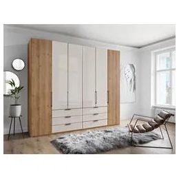 Faltt&uuml;renschrank Wiemann "Monaco", braun (bianco, eiche, nachbildung, glas champagner), B:246,9cm H:236cm T:58cm, Floatglas, Holzwerkstoff, Schr&auml;nke, Kleiderschrank Dreht&uuml;renschrank, Teil-Glasfront sowie hochwertige Beschl&auml;ge inkl. Schubladend&auml;mpfung