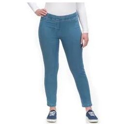 Jeansjeggings KjBRAND "JENNY", Damen, Gr. 42, N-Gr, blau (denim bleached), Denim/Jeans, Obermaterial: 78% Baumwolle, 18% Polyester, 4% Elasthan, unifarben, skinny fit lang, Jeans, angenehm weiche Quer-Stretch Qualit&auml;t