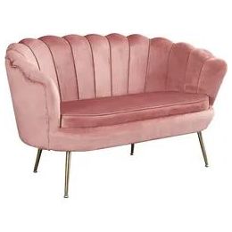 2-Sitzer Salesfever "Clam Komfort-Duo-Sitz", rosa (rose), B:136cm H:78cm T:76cm, Samtvelours (100% Polyester), Sofas, Muscheldesign-Breite 136 cm: Pure Extravaganz