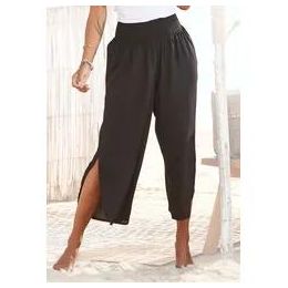 Schlupfhose Buffalo, Damen, Gr. 34, N-Gr, schwarz, Web, Obermaterial: 100% Viskose, unifarben, figurumspielend kn&ouml;chellang, Hosen Schlupfhose, mit bequemem Smokbund und Schlitz am Bein, Stoffhose, Strandhose