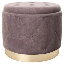 Pouf Playboy "LIZ", altrosa samt, B:50cm H:40cm T:50cm, Holzwerkstoff, Metall, Polyester, Poufs, Pouf, Abnehmbarer Deckel, innen Stauraum f&uuml;r Decken, Kissen und Sonstiges