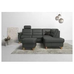 Ecksofa Home Affaire "Palmera L-Form, B: 236 cm", grau (anthrazit), B:236cm H:89cm T:212cm, Luxus-Microfaser (100% Polyester);Struktur (100% Polyester);Luxus-Microfaser in Lederoptik (100% Polyester), Sofas, Ecksofa, optional Schlaffunktion & Bettkasten, Federkern