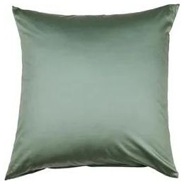 Kissenbezug Janine "Colors Mako Satin", gr&uuml;n (salbeigr&uuml;n), B:80cm L:80cm, Mako-Satin, Obermaterial: 100% Baumwolle, Kissenbez&uuml;ge, Kissenbezug, mit Rei&szlig;verschluss, uni Kissenh&uuml;lle, feinf&auml;dig, 100% Baumwolle