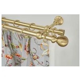 Gardinenstange Garesa "ANDREA", gold (mattmessingfarben), L:200cm &Oslash;:20mm, Metall, Gardinenstangen, Vorhanggarnitur, verl&auml;ngerbar, Endknopf Kugel lang, mit Ringen