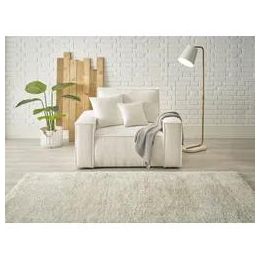 Loveseat OTTO HOME "FINNLEY, XXL-Sessel, Lesesessel, trendige Stoffe, inkl. Zierkissen", wei&szlig;, B:120cm H:85cm T:86cm, Bezugstoff aus 90% recyeltem Material ;Aqua Clean ;Gramatur 580g/qm +/- 5%, Sessel, verf&uuml;gbar in den Stoffqualit&auml;ten Boucl&eacute;, Struktur fein und Mega Cord
