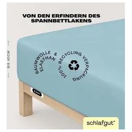 Spannbettlaken Schlafgut "EASY Jersey Elasthan Boxspring", blau (blau light), 1 Stk., Jersey, 140-160x200-220 40cm, Jersey, Obermaterial: 95% Baumwolle, 5% Elasthan, Bettlaken, Spannbettlaken, MADE IN GREEN by OEKO-TEX