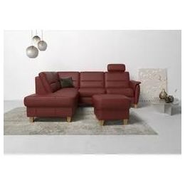 Ecksofa Home Affaire "Palmera L-Form, B: 236 cm", rot (merlot), B:236cm H:89cm T:212cm, Luxus-Microfaser (100% Polyester);Struktur (100% Polyester);Luxus-Microfaser in Lederoptik (100% Polyester), Sofas, Ecksofa, optional Bettfunktion & Bettkasten, Federkern
