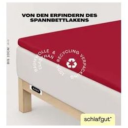 Spannbettlaken Schlafgut "EASY Jersey Elasthan Topper", rot (rot deep), 1 Stk., Jersey, 120-130x200-220 10cm, Jersey, Obermaterial: 95% Baumwolle, 5% Elasthan, Bettlaken, Spannbettlaken, MADE IN GREEN by OEKO-TEX