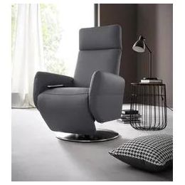 Sit & More Relaxsessel SIT & MORE "Kobra", grau (anthrazit), B:71cm H:110cm T:82cm, NaturLEDER (echtes Rindsleder);Luxus-Kunstleder;Luxus-Microfaser Vintageoptik (100% Polyester), Sessel, Fernsehsessel Ledersessel Relaxsessel, in Gr&ouml;&szlig;e M, wahlweise mit Motor und Aufstehhilfe