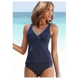 B&uuml;gel-Tankini-Top Lascana "Camilla", Damen, Gr. 46, Cup B, blau (navy, t&uuml;rkis), Polyamid, kontrastfarbene Details, unifarben, Bikini-Oberteile Tankini-Oberteil, mit Farbkontrast