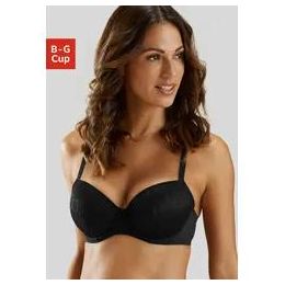 Schalen-BH Lascana "Chiara", Damen, Gr. 100, Cup C, schwarz, Spitze, Obermaterial: 85% Polyamid (TACTEL), 15% Elasthan (LYCRA), BHs Schalen-BH, mit graphischem Netz-Muster, Dessous &ndash; ideal f&uuml;r gro&szlig;e Gr&ouml;&szlig;en