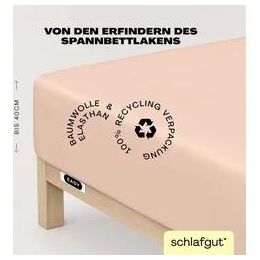 Spannbettlaken Schlafgut "EASY Jersey Elasthan Boxspring", rot (rot light), 1 Stk., Jersey, 90-100x200-220 40cm, Jersey, Obermaterial: 95% Baumwolle, 5% Elasthan, Bettlaken, Spannbettlaken, MADE IN GREEN by OEKO-TEX