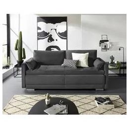 Schlafsofa OTTO HOME "Berlin", grau (dunkelgrau), B:218cm H:97cm T:96cm, Microfaser PRIMABELLE (100% Polyester);Struktur fein (100% Polyester);Samtoptik (100% Polyester), Sofas, Schlafsofa, mit Boxspringaufbau, Bettfunktion & Bettkasten, Dauerschlafsofa