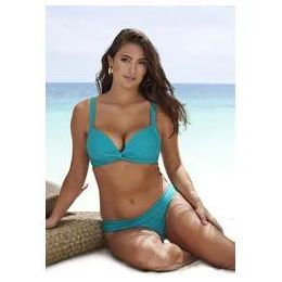 Triangel-Bikini Lascana, Damen, Gr. 40, Cup A, blau (petrol), Polyamid, unifarben, Bikini-Sets Triangel-Bikini, in Bralette-Form