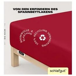 Spannbettlaken Schlafgut "EASY Jersey Elasthan Boxspring", rot (rot deep), 1 Stk., Jersey, 120-130x200-220 40cm, Jersey, Obermaterial: 95% Baumwolle, 5% Elasthan, Bettlaken, Spannbettlaken, MADE IN GREEN by OEKO-TEX